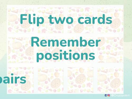 Thanksgiving Day Memory Game | Visual Matching & Concentration Holiday ...