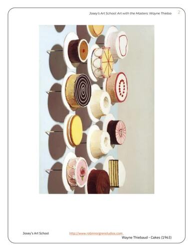 Wayne Thiebaud Art Lesson Art History Writing Activity Sliced Cake ...