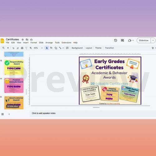 Early Grades Certificates | Editable Academic & Behavior Awards | TPT