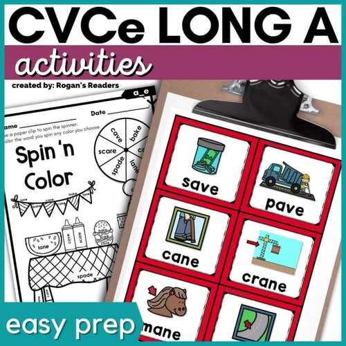 CVCe LONG A Silent E Activities, Worksheets, and Centers by Rogan's Readers