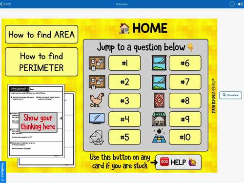 Perimeter & Area Word Problems - Self-Check | Boom™ Cards | Level 1