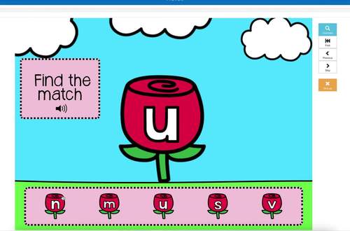 Rose Lowercase Letter Match Boom Cards digital task Kindergarten center ...