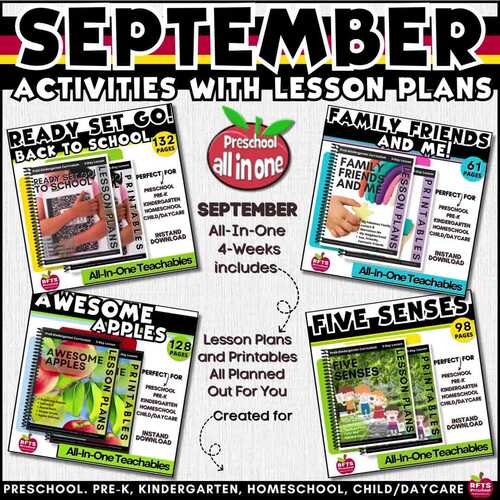 SEPTEMBER PRESCHOOL & PREK WEEKLY LESSON PLANS BUNDLE S1 by RFTS-Preschool