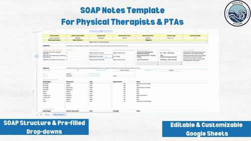 Physical Therapy SOAP Notes Template, SOAP notes, PT SOAP therapy note