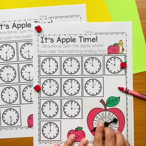 First Grade Telling Time Math Center: It's Apple Time! by Look We're ...