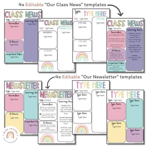 Classroom Newsletter Templates | Editable | Simple Pastels Classroom Theme