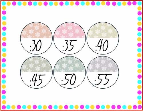 Printable Snowflakes Clock Numbers Display, Editable Clock Numbers