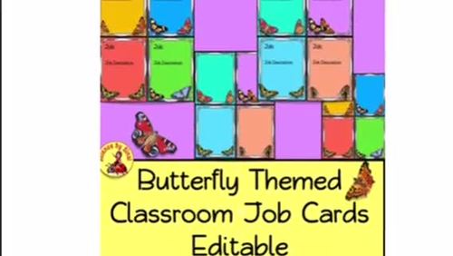 CLASSROOM JOB CARDS, STATION LABELS, NAME PLATES- BUTTERFLY THEMED