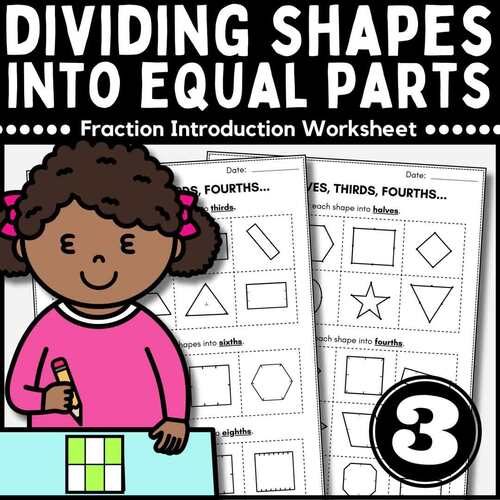 Geometry PARTIONING DIVIDING INTO EQUAL PARTS FRACTION ACTIVITY halves ...