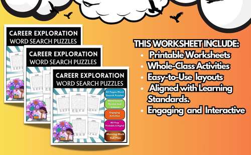 Career Exploration Word Search Activities Morning Work 4th,5th,6th,7th ...