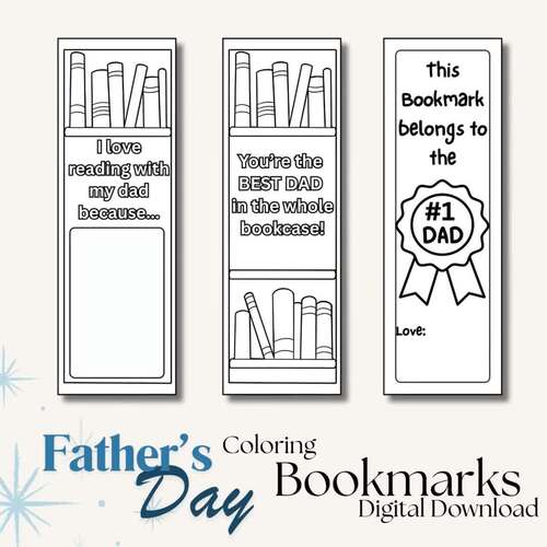Father’s Day Coloring Bookmarks for Kids – Set 1 | Printable PDF Activity