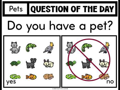 Pets Question of the Day Preschool, Pre-K & Kindergarten Circle Time ...