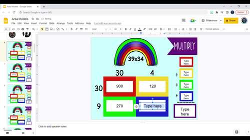 Area Models Multiplication for Google Slides by Hands on Learning LLC