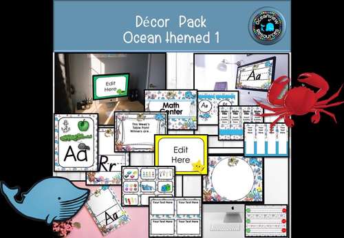 CLASSROOM DECOR I WHALES AND OCEANS I labels, signs, posters and charts