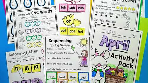 Easter Worksheets for Kindergarten April No Prep Math Reading Centers ...
