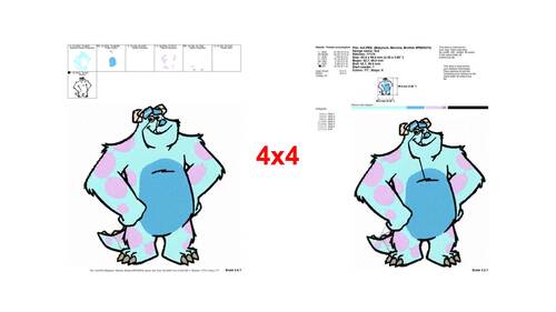 Monsters Inc Sulley large blue-green monster embroidery designs ...