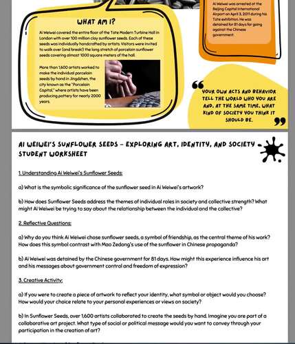 Ai Weiwei Sunflower Poster | Contemporary Art Decor & Research (Grades ...