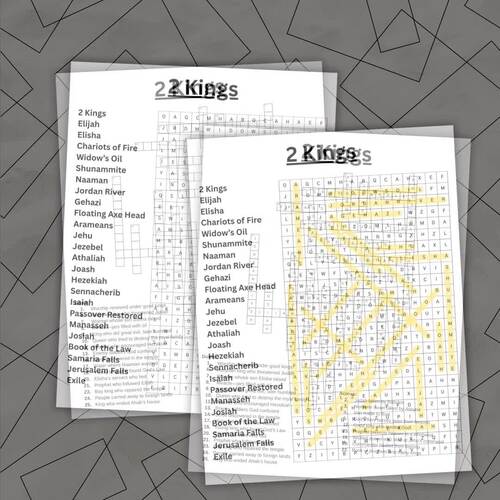 2 Kings Bible Activities | Word Search Crossword Word Jumble for Kids