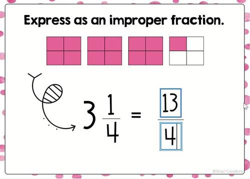 Improper Fractions and Mixed Numbers Digital Boom Cards and Printable ...