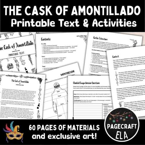 The Cask of Amontillado Printable Text & Activities Pack with ...
