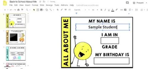 Back to School - GOOGLE - Digital About Me Worksheets - Distance Learning