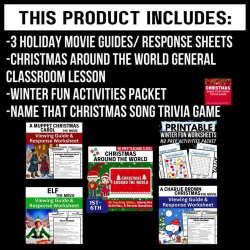 Emergency December Sub Plans → Viewing Guides, General Lesson, & Printables