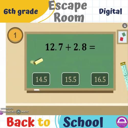 Back to School 6th Grade Math Activity | Digital Resource Escape Room