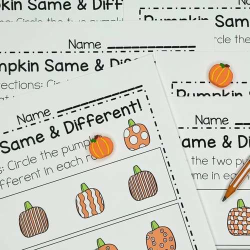Pumpkin Same or Different Activity: Visual Discrimination Practice