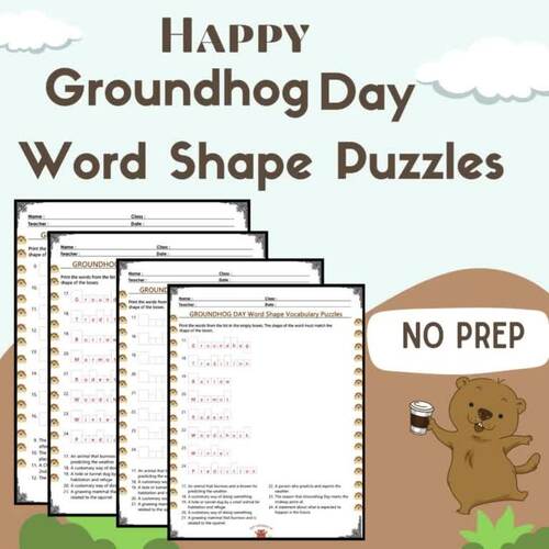 Groundhog Day Word Shapes Spelling and Vocabulary Activities Worksheets ...