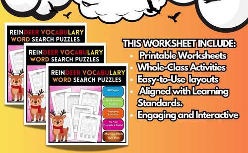 Reindeer Vocabulary Word Search Activities Morning Work 4th,5th,6th,7th ...