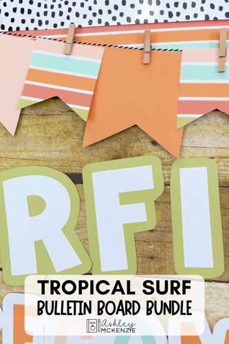 Beach Themed Bulletin Board Bundle Tropical Surf Back to School ...