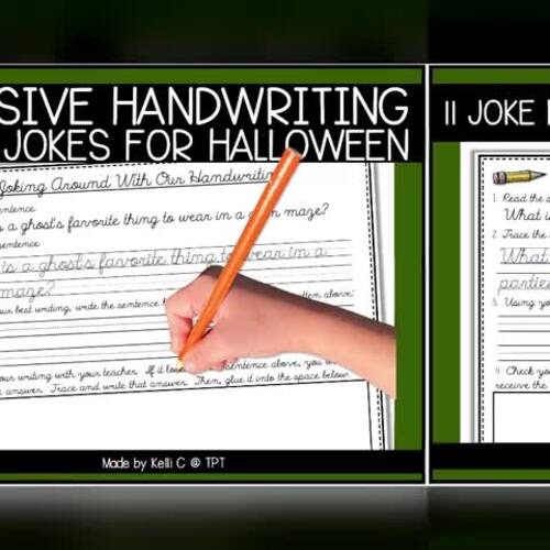 Just a Joke Cursive Handwriting Practice Improve Penmanship Halloween ...