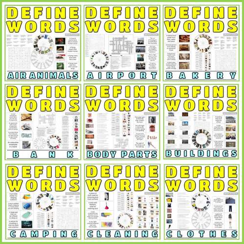 Definitions Vocabulary Games Puzzles Flash Cards Worksheets by Words Aside