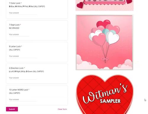 LOVE IS THE KEY~ Valentine's Day Escape Room/Breakout ~ All Digital Locks