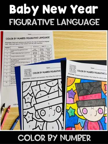 Happy New Year 2025 Coloring Pages Sheets Figurative Language Activity Sale