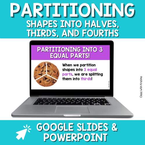 Partition Shapes into Equal Parts Halves Thirds Fourths Lesson Slides ...