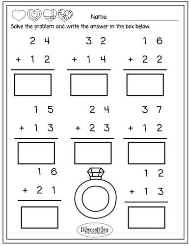 Elementary Math (Lower Level) - Valentine's Day Themed Fun Activity ...