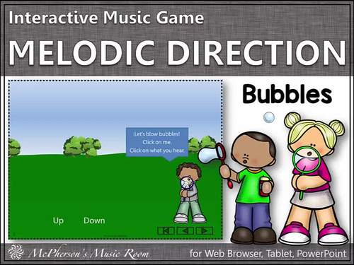 Spring Music Up Down Melodic Direction Interactive Music Game {bubbles}