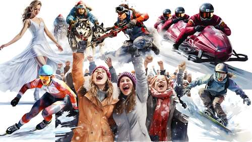 Watercolor Winter Sports Clipart Set of 20 Files by ArtisticTimberStudio