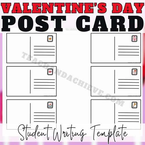 Valentine's Day Letter Template, Post Card Writing Activity - Student ...