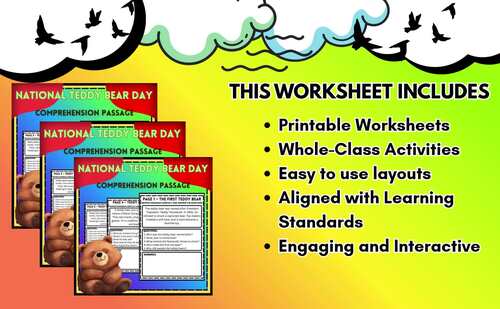 National Teddy Bear Day Reading Passages &Questions |No-Prep Literacy ...