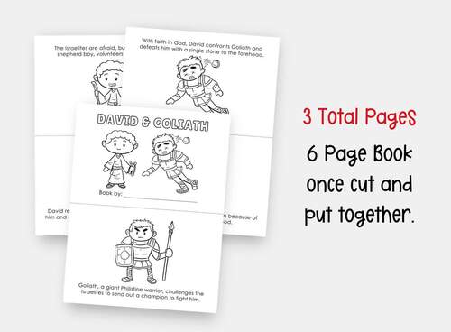 David and Goliath Bible Mini Book Craft Activity for Sunday School