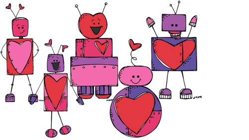 Robots clip art, Valentines Day clip art Mini by Melonheadz Clipart