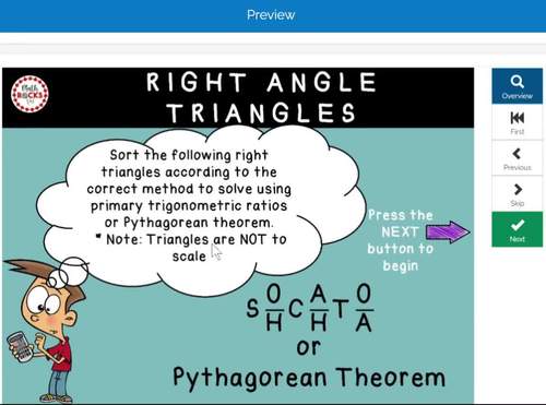 Right Triangle Trigonometry And Pythagorean Theorem Digital Boom Cards™