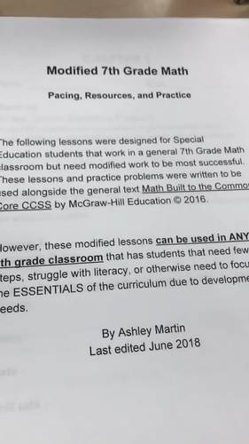7th Grade Math Ch 1 RP Modified Lessons 1-9 by Ashley Martin | TpT