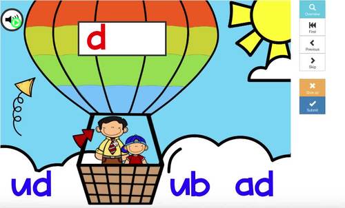 Onset & Rime | CVC Mixed Short Vowels | Hot-Air Balloon BOOM CARDS)