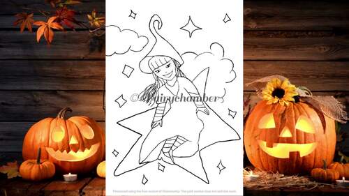 Halloween Star Rider Coloring Page For Kids And Adults Little Witch