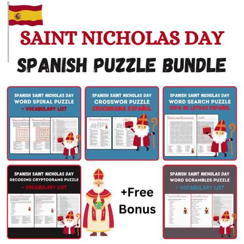 Spanish Saint Nicholas Puzzle Vocabulary Bundle +Free Bonus | TPT