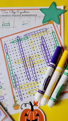 Pumpkin Themed // Two Step Equations // Math Word Search Puzzle | TPT