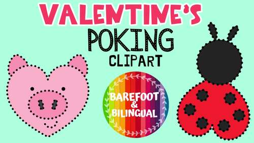 Valentines Day Poking Clipart | Fine Motor February Clip Art | Hole Poking